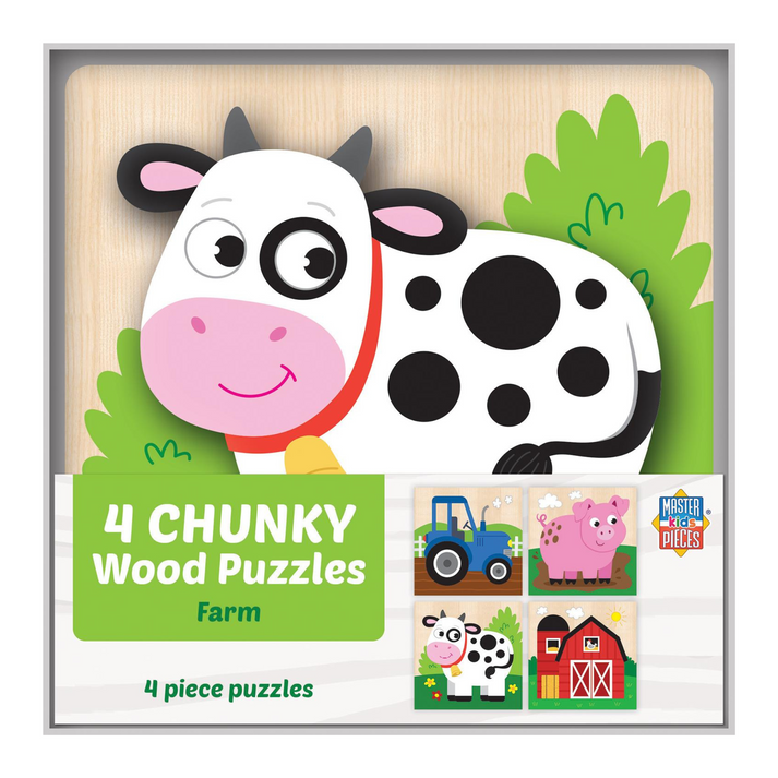 Wooden Chunky Farm Puzzle Set of 4 – Growing Sound Play and Learn